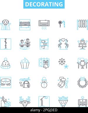 decorate icons, signs, outline symbols, concept linear illustration ...