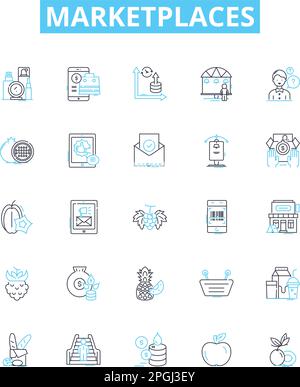Selling icons, line symbols, web signs, vector set, isolated ...