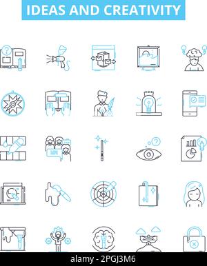 Realization icons set outline vector. Self dream. Success victory neon ...