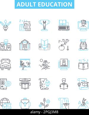 Adult education vector line icons set. Adult, Education, Learning ...