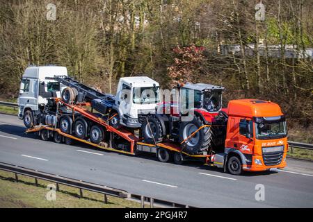 Haulage delivery trucks delivering new Dennison skeletal trailers ...