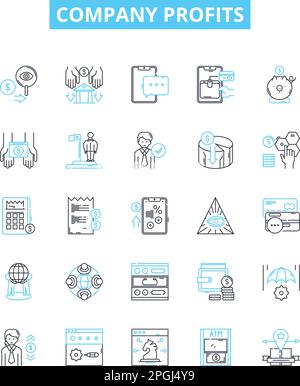 Company profits vector line icons set. Profit, Revenue, Gains, Benefit ...