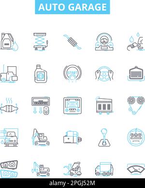 Auto centre icons, line symbols, web signs, vector set, isolated ...