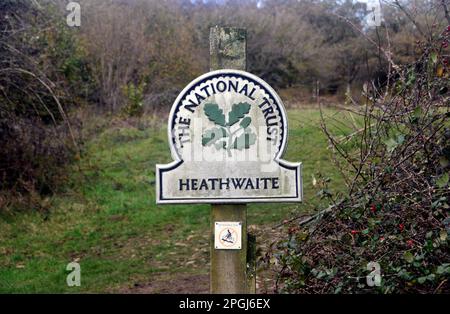 National Trust Signpost for Heathwaite Nature Reserve near Arnside ...