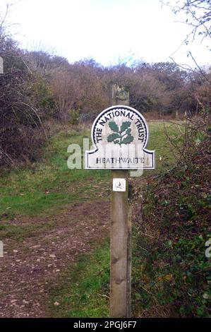National Trust Signpost for Heathwaite Nature Reserve near Arnside ...