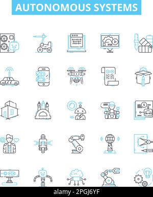 Autonomous systems vector line icons set. Autonomous, Systems, Robotics ...