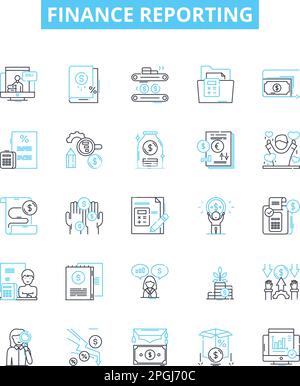 Finance reporting vector line icons set. Accounting, Budgeting ...