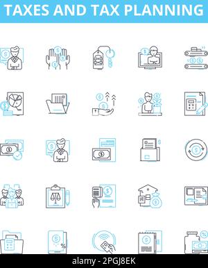 Taxes and tax planning vector line icons set. Taxes, Taxation, Taxation ...