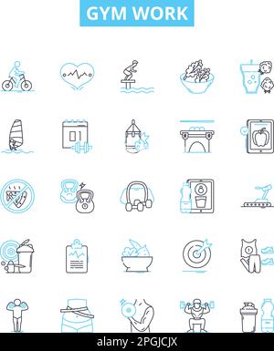 Aerobics line icons, signs, vector set, outline illustration concept ...