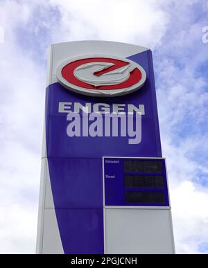 Engen Gas station, public ground, Mauritius Stock Photo - Alamy