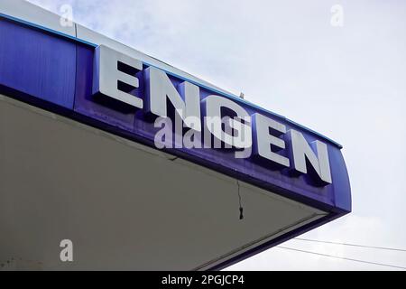Engen Gas station, public ground, Mauritius Stock Photo - Alamy