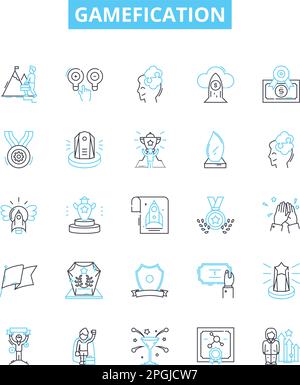 Gamefication vector line icons set. Gamification, Game, Gaming, Reward ...