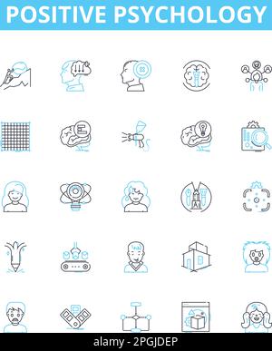 Positive psychology vector line icons set. Hope, Optimism, Happiness ...
