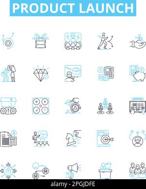 Product launch line icons signs set. Design collection of Launch ...