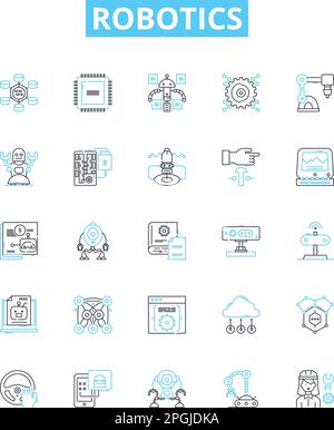 Robots line icons, signs, vector set, linear concept, outline ...