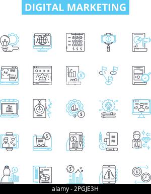 Reporting icons, line symbols, web signs, vector set, isolated ...