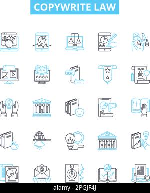 Copywrite law vector line icons set. Copyright, Law, Writing ...