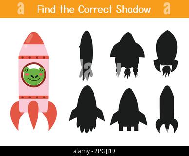 Shadow matching activity for children. Space topic. Cute funny planets ...