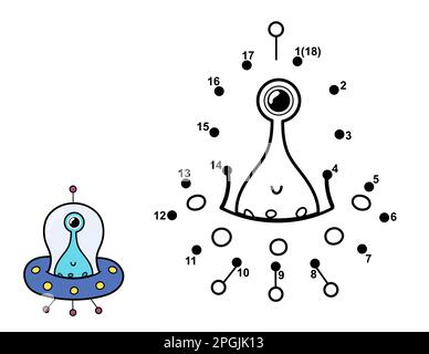 Connect the dots and draw a cute alien character. Join the numbers ...