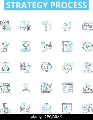 Decision-making process line icons collection. Analysis, Evaluation ...