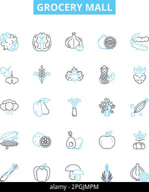 Shopping mall line icons signs set. Design collection of Mall, Shopping ...