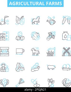Agricultural farms vector line icons set. Farms, Agriculture, Crops ...