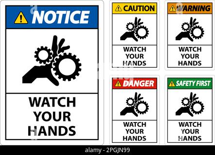 Danger Sign Watch Your Hands And Fingers Stock Vector Image & Art - Alamy