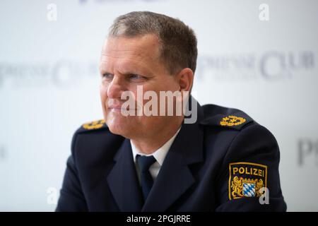 Munich Police president Thomas Hampel at a presser on March 23rd, 2023 ...