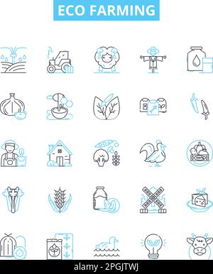 Regenerative agriculture line icon set. Organic farming symbols ...