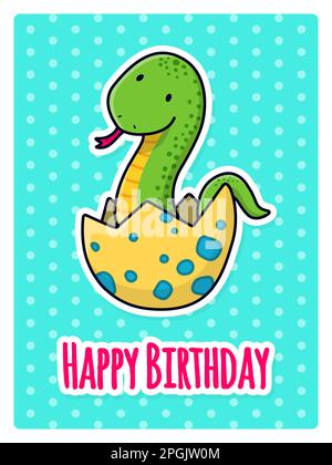 Newborn colorful snake character. Cute funny reptiles in an egg ...