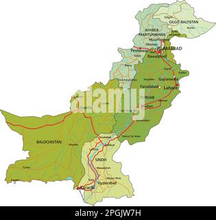 Pakistan - Highly detailed editable political map Stock Vector Image ...
