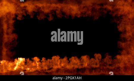 Square screen frame of blazing red fire lines, isolated - object 3D ...
