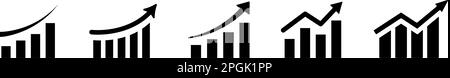 Growing graph set. Business chart with arrow. Profit growing sumbol ...