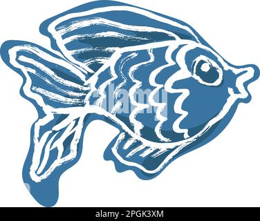 Artwork Dry Brush Ink Fish Print Stock Vector Image & Art - Alamy
