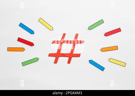 Hashtag symbol on white background. Candy cane 3D rendered sign with ...