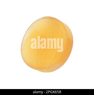 One yellow cough drop isolated on white Stock Photo - Alamy