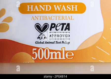PETA approved Global Animal Test Policy on bottle of antibacterial hand ...