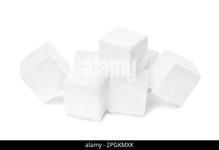 Many small styrofoam cubes on white background Stock Photo - Alamy