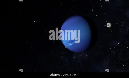 Space probe flying to Neptune. Space exploration Stock Photo - Alamy