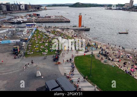 Norway, Oslo, Operastranda is a 100-metre-long beach in Oslo's city ...