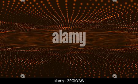 Vector illustration. Trapcode Form Glowing Dots Background. Red dots particles wave pattern ...