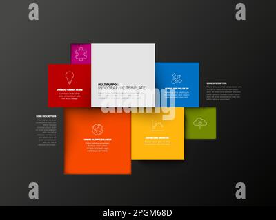 Vector Minimalist colorful mosaic Infographic report template with ...