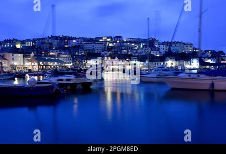 night images of Brixham harbour in Devon UK Stock Photo - Alamy