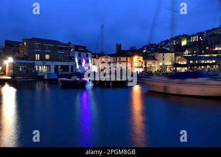 night images of Brixham harbour in Devon UK Stock Photo - Alamy