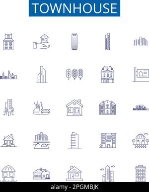 Townhouse line icons signs set. Design collection of Townhome ...