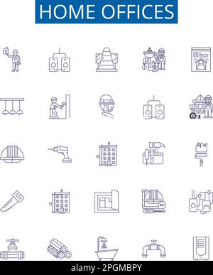 Home offices line icons signs set. Design collection of Home, Offices ...