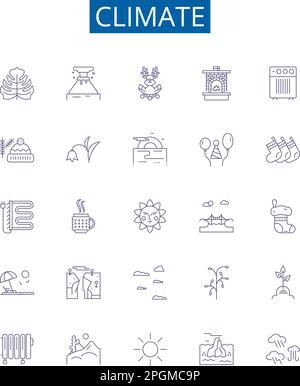 Arctic glaciers line icons collection. Ice, Snow, Permafrost, Tundra ...