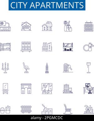 Tenement and housing line icons collection. Shelter, Residence ...