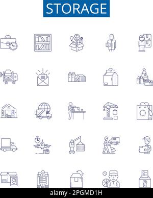 Stockpiling line icons collection. Hoarding, Accumulation, Reserve ...
