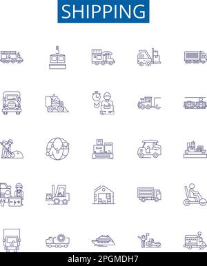 Dispatch line icons collection. Logistics, Delivery, Transportation ...